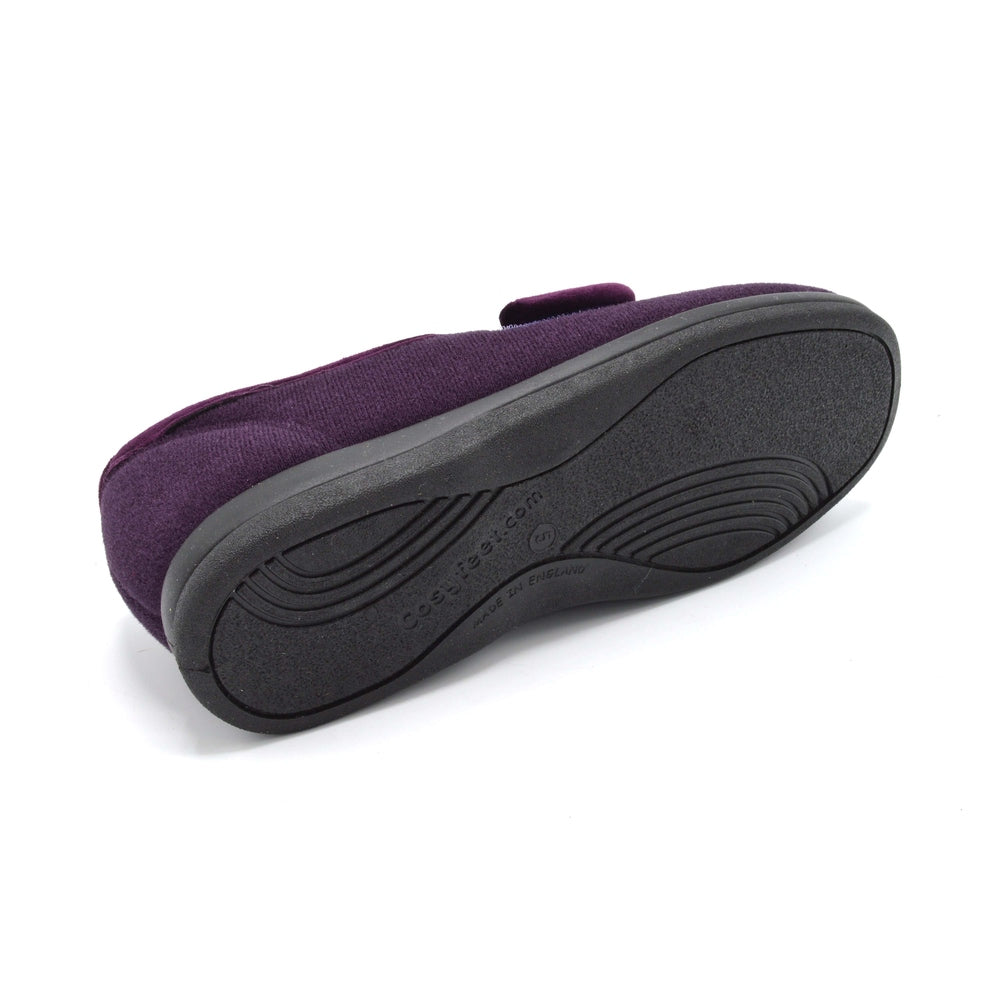 Cosyfeet Diane - Ladies Extra Wide Velcro Close Slipper - Plum — Wide Shoes