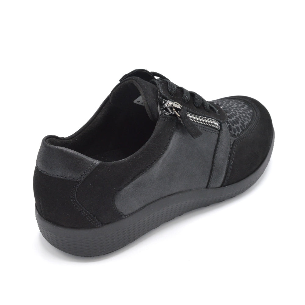 Waldlaufer Ire - Ladies Extra Wide Summer Trainer - Black — Wide Shoes